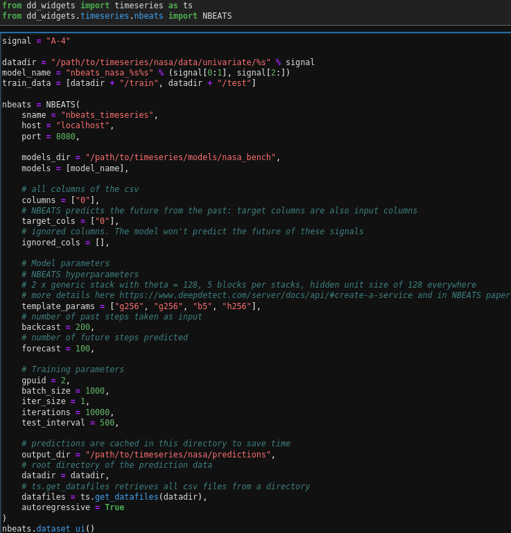 DeepDetect Time Series